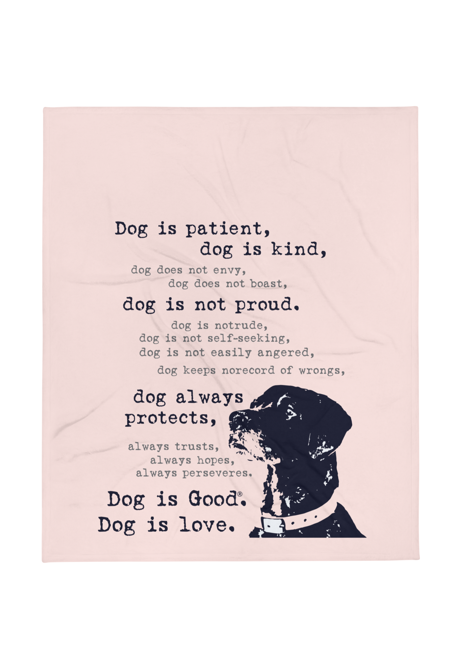 Throw Blanket: Dog is Patient, Dog is Kind, Dog is Love – Dog is Good